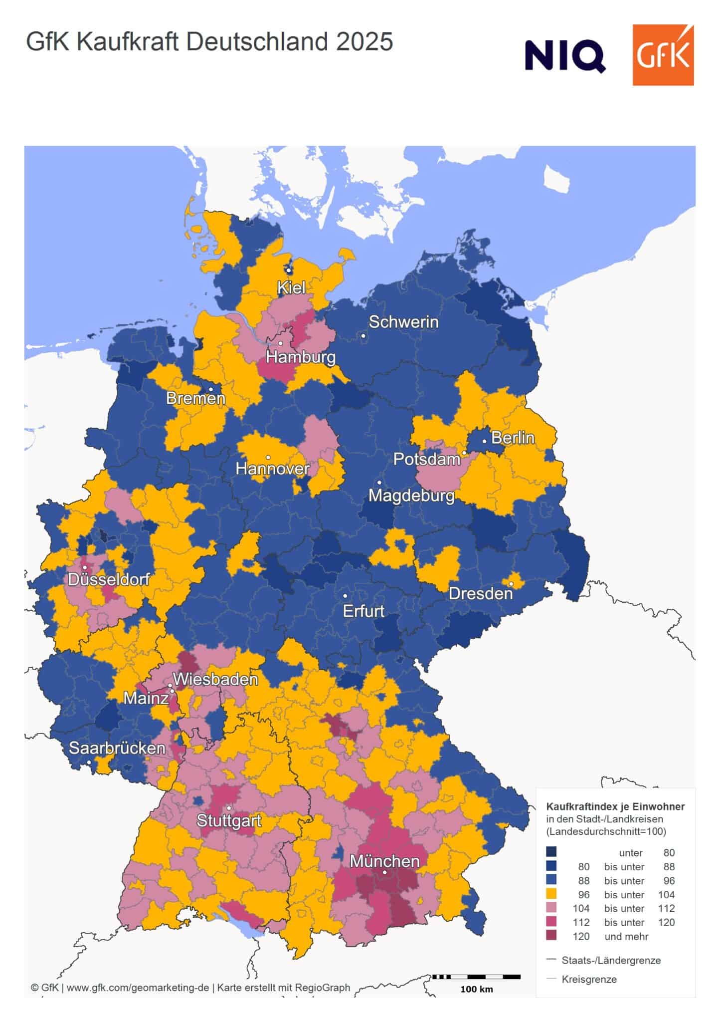 Ranking regionaler Kaufkraft in Deutschland 2025: Nominales Wachstum ...